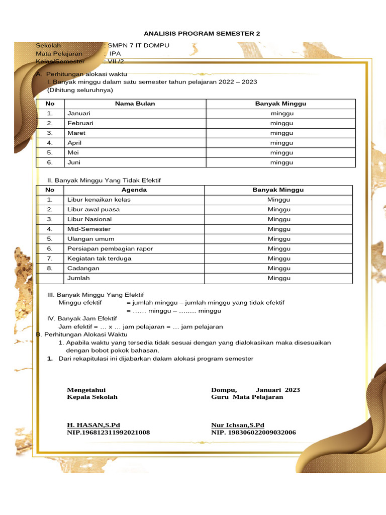 Analisis Program Semester 2 | PDF