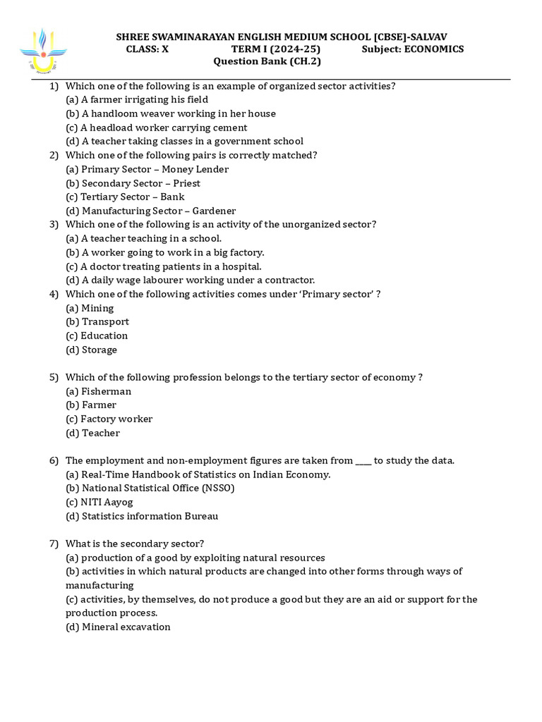 Class x Eco Ch. 2-1 | PDF | Employment | Economies