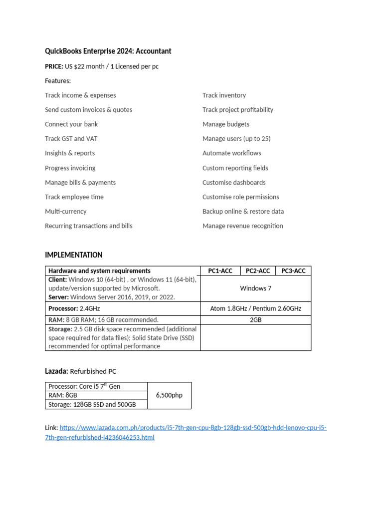 QuickBooks Enterprise 2024 Features & Specs | PDF | Finance & Money ...