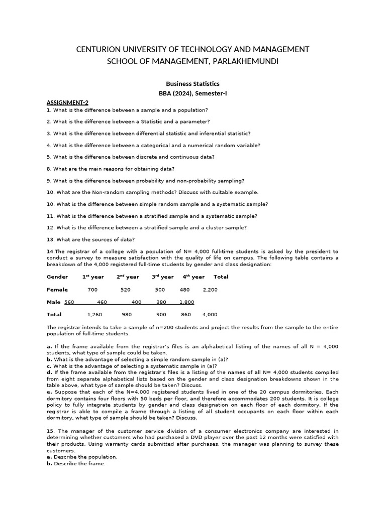 Business Statistics Assignment 2 Pdf Sampling Statistics Statistics