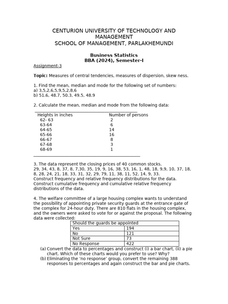 Business Statistics Assignment Overview | PDF | Coefficient Of ...