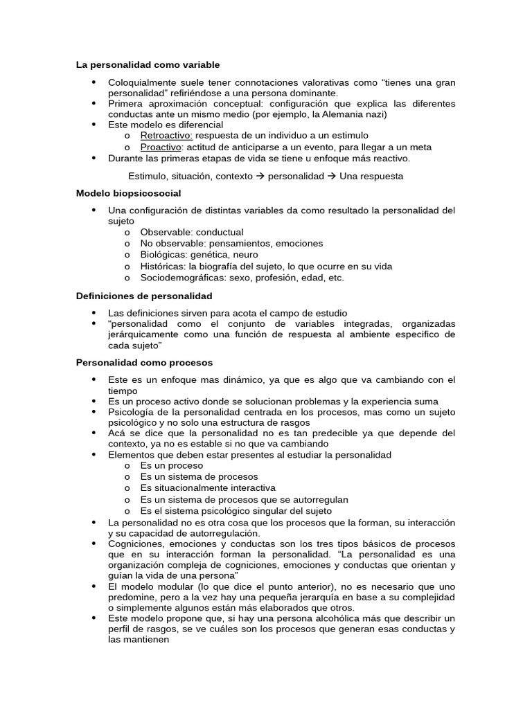 Personalidad: Modelos y Procesos | PDF | Sicología | Comportamiento