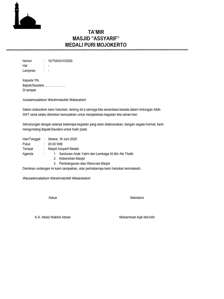 Rapat Ta'mir Masjid Rutin | PDF