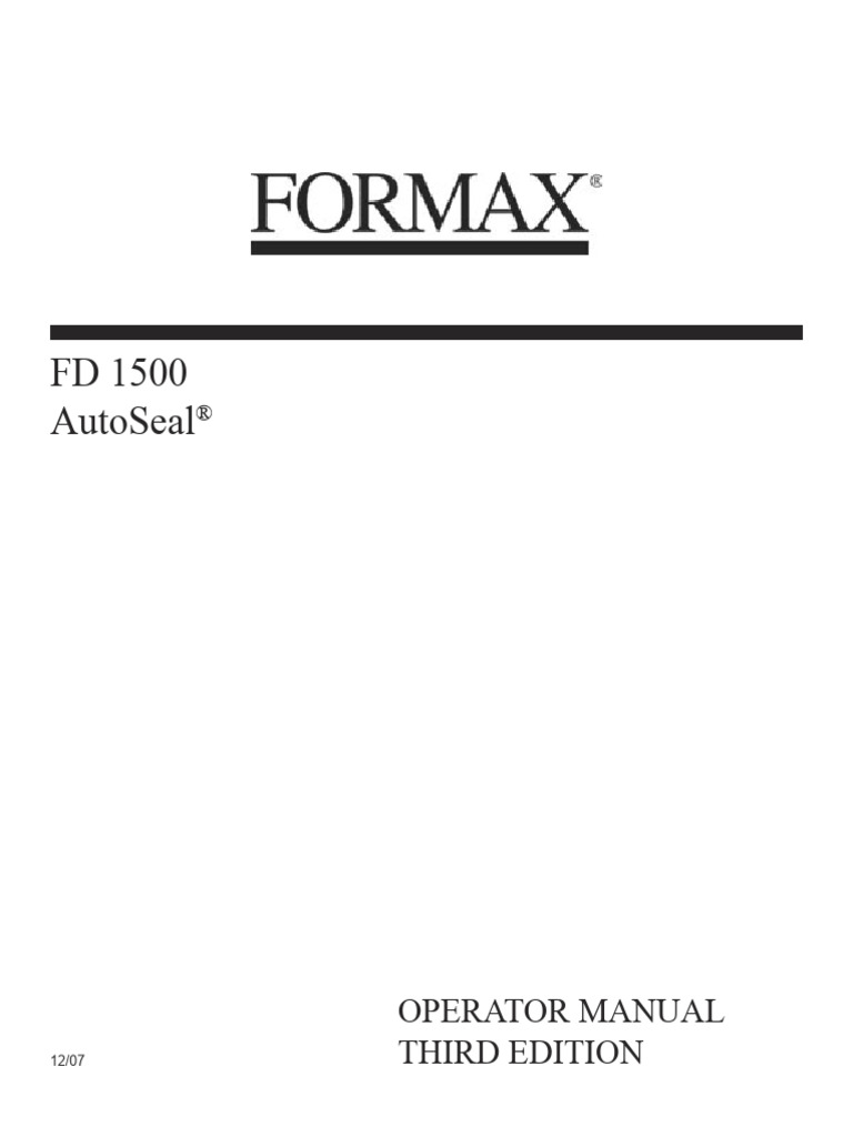 FD 1500 Op Manual Rev 3 | PDF | Paper | Manufactured Goods