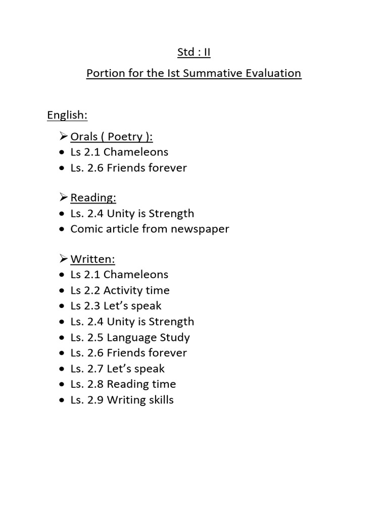 STD II Portion Summative - 1 | PDF