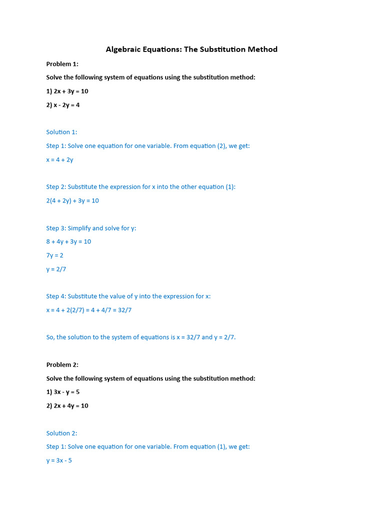 Method of Substitution | PDF | Applied Mathematics | Mathematics