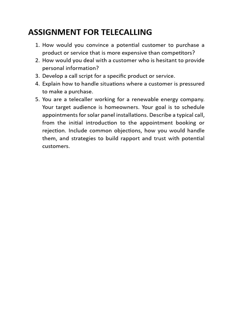 Assignment For Telecalling | PDF | Business