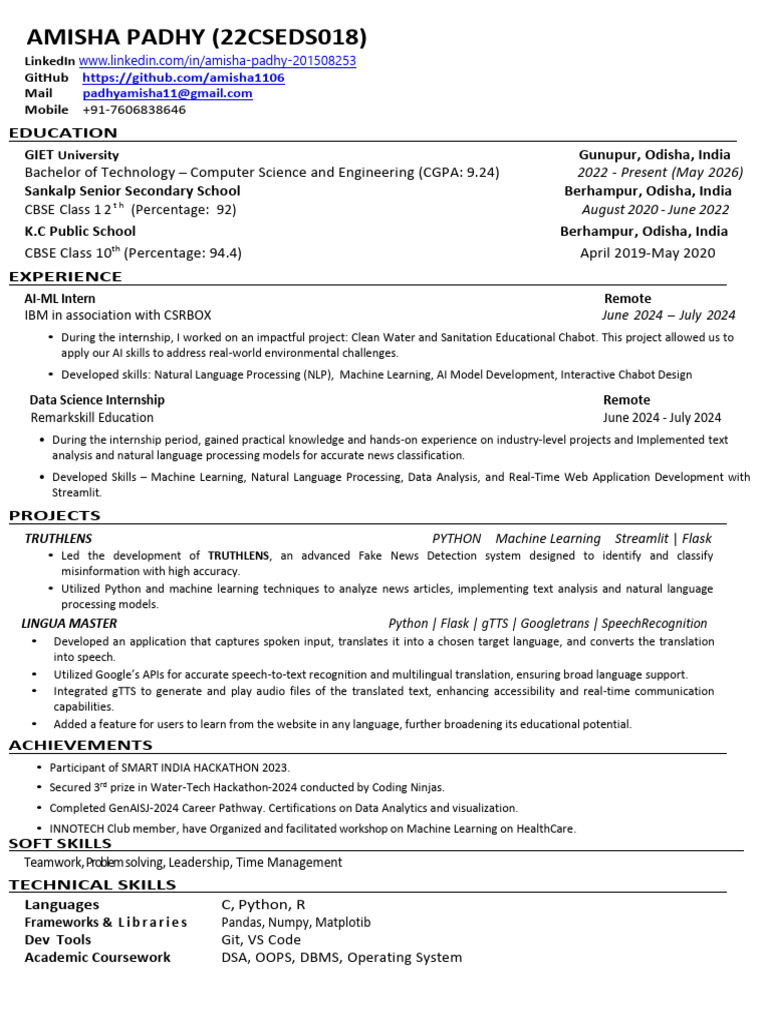 Updated Resume Compressed | PDF | Machine Learning | Artificial ...