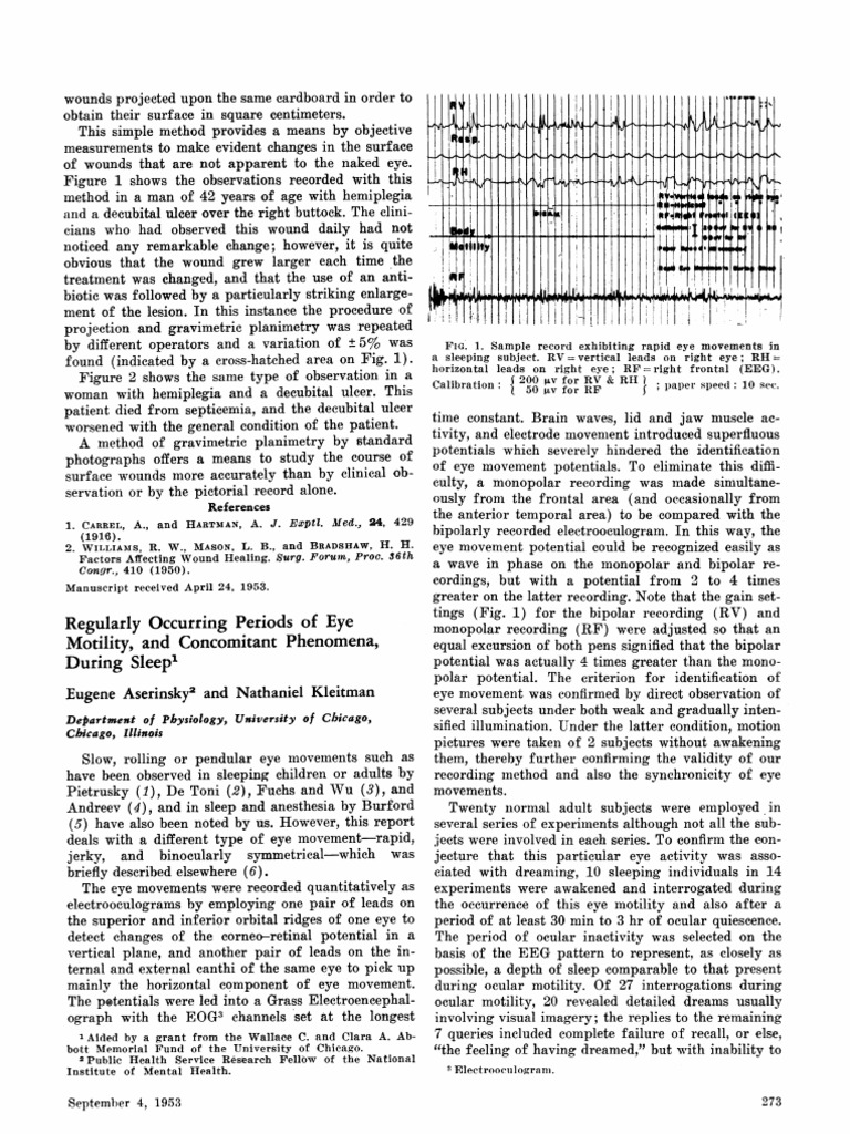 Aserinsky and Kleitman | Electroencephalography | Sleep