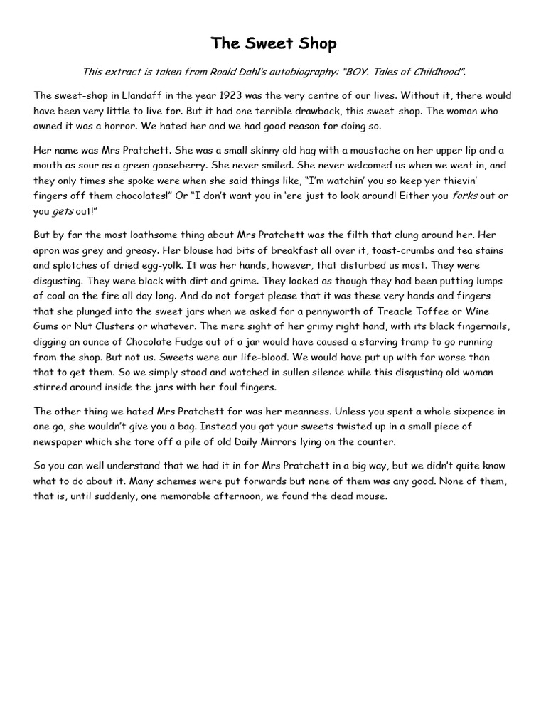 Mrs Pratchett's Sweet Shop Misery | PDF