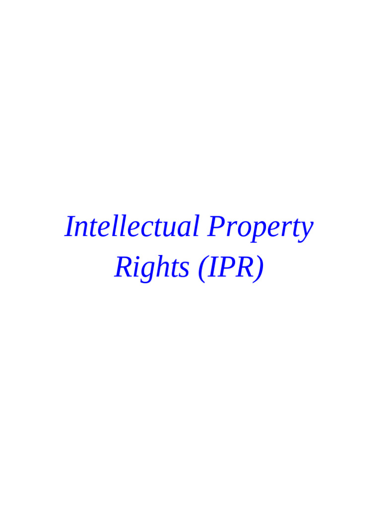 IPR- Notes | PDF | World Intellectual Property Organization | World ...