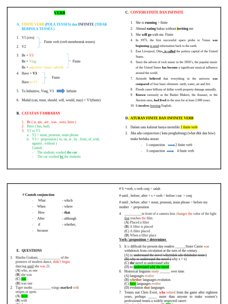 Finite - Infinite Macam Macam Verb Bahas | PDF | Verb | Syntactic Relationships