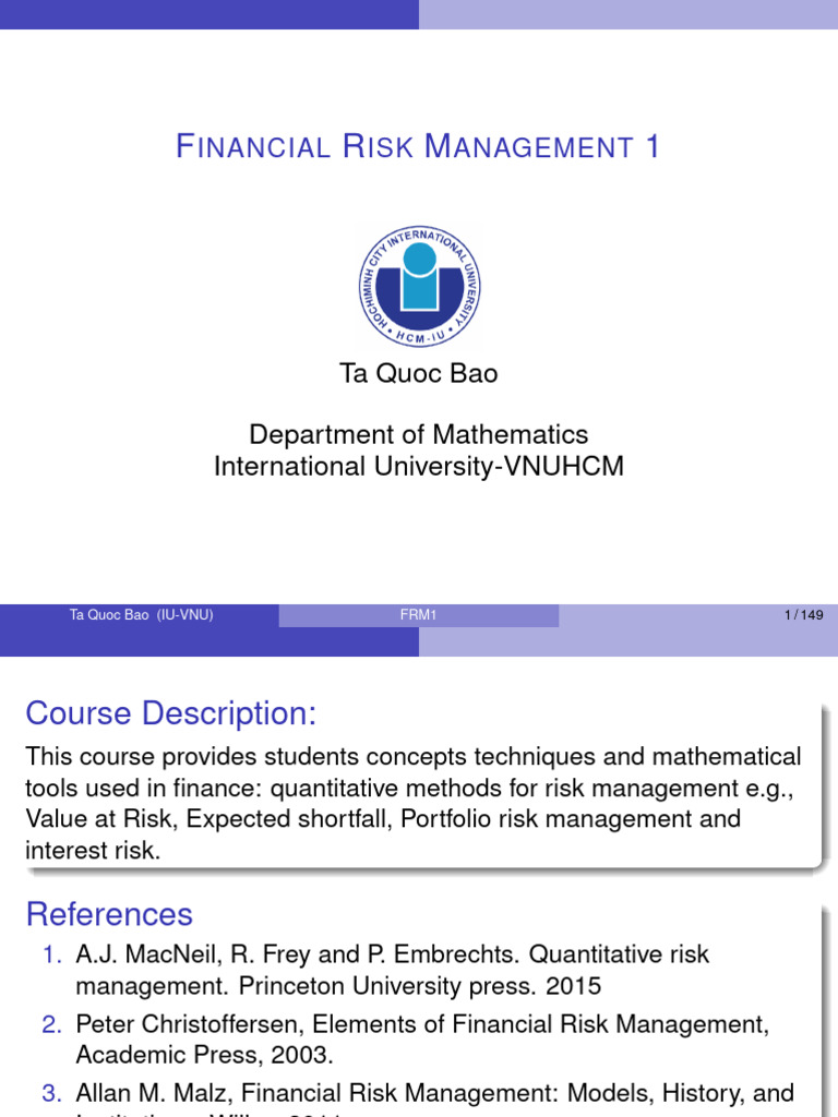 Frisk 1 | PDF | Financial Risk | Value At Risk
