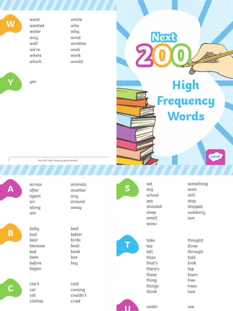 Next 200 High Frequency Words Booklet | PDF