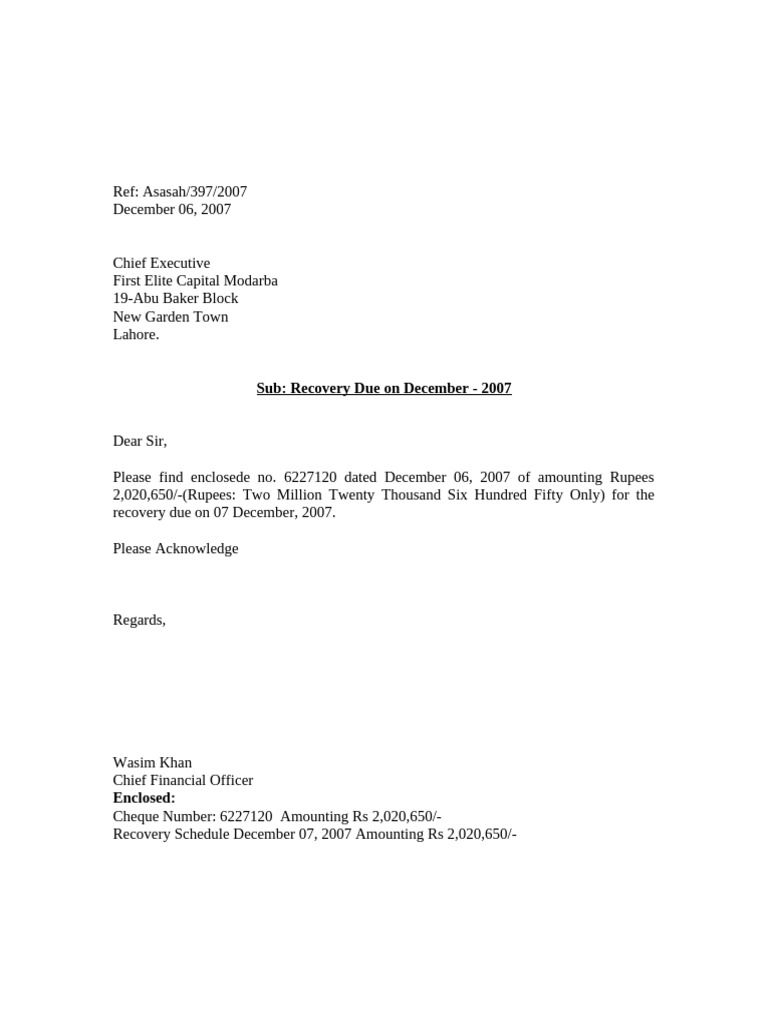 Recovery Letter | PDF