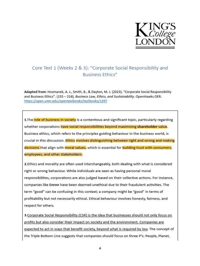 Core Text 1 | PDF | Corporate Social Responsibility | Business Ethics