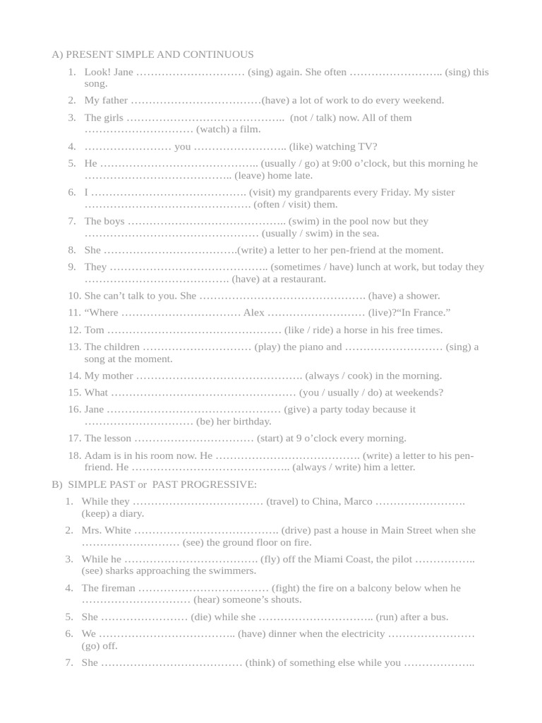 All Tenses Review Worksheets | PDF