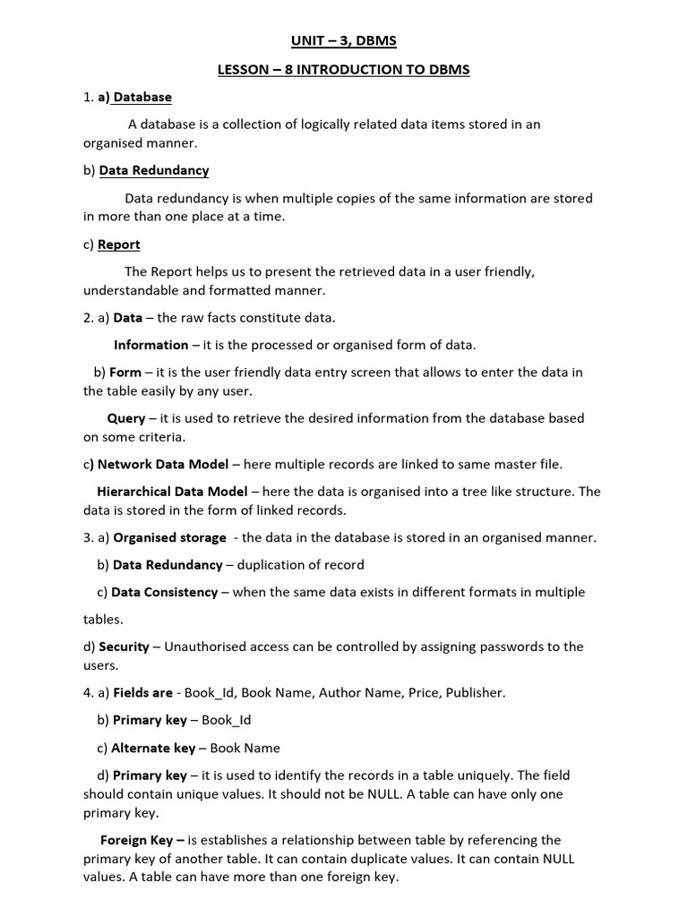 Dbms Lesson - 1 | PDF