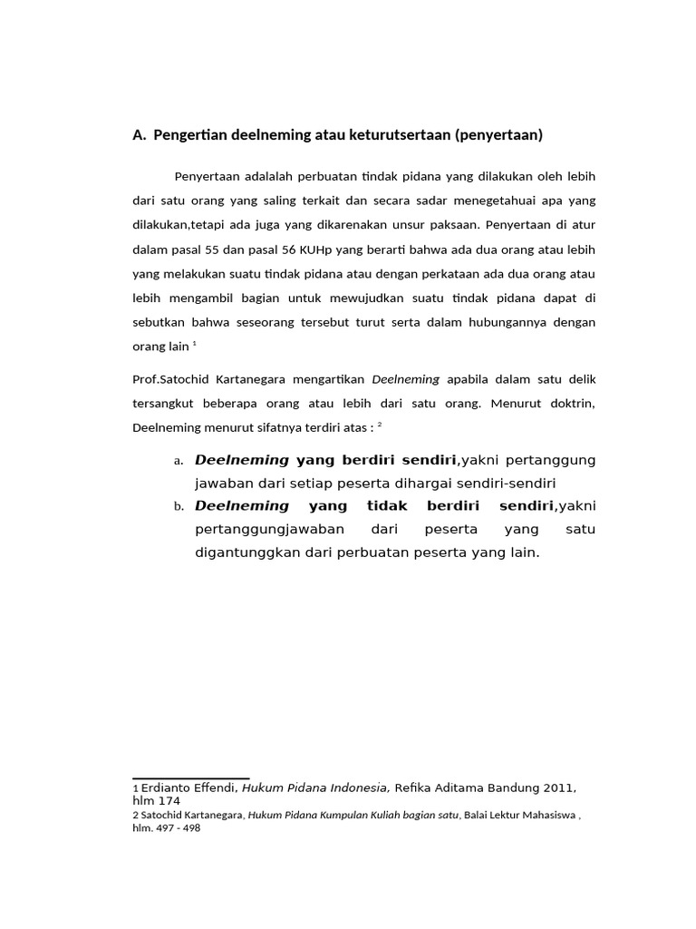 Deelneming: Penyertaan Tindak Pidana di KUHP | PDF