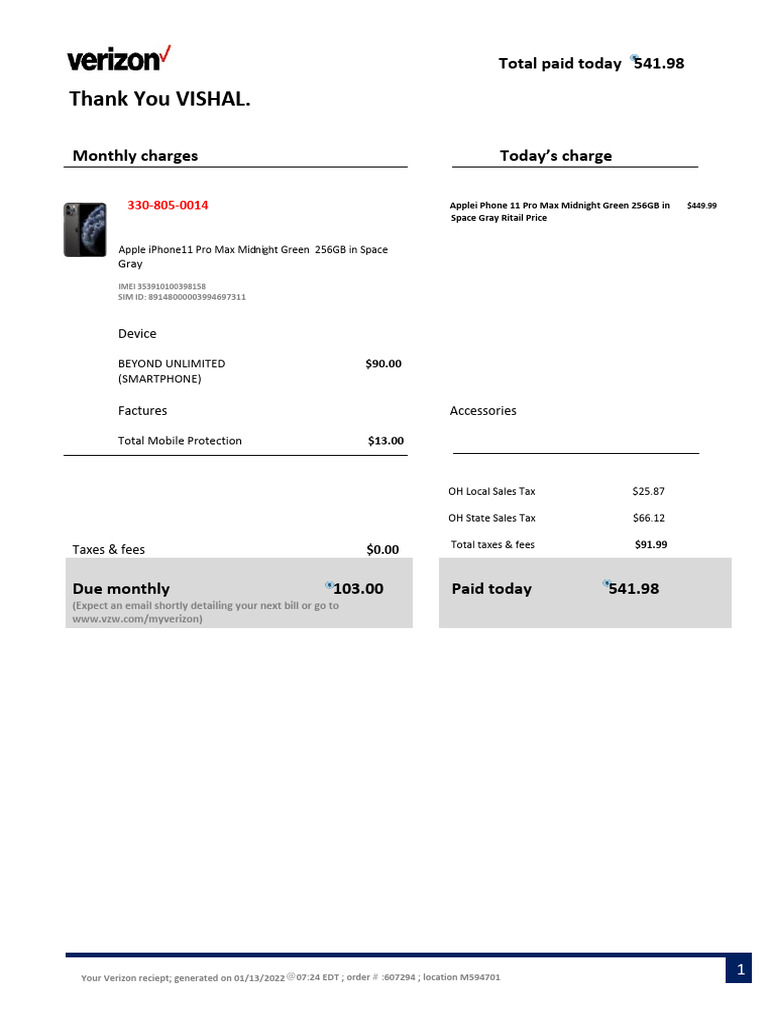 Facture Iphone 11 Pro | PDF