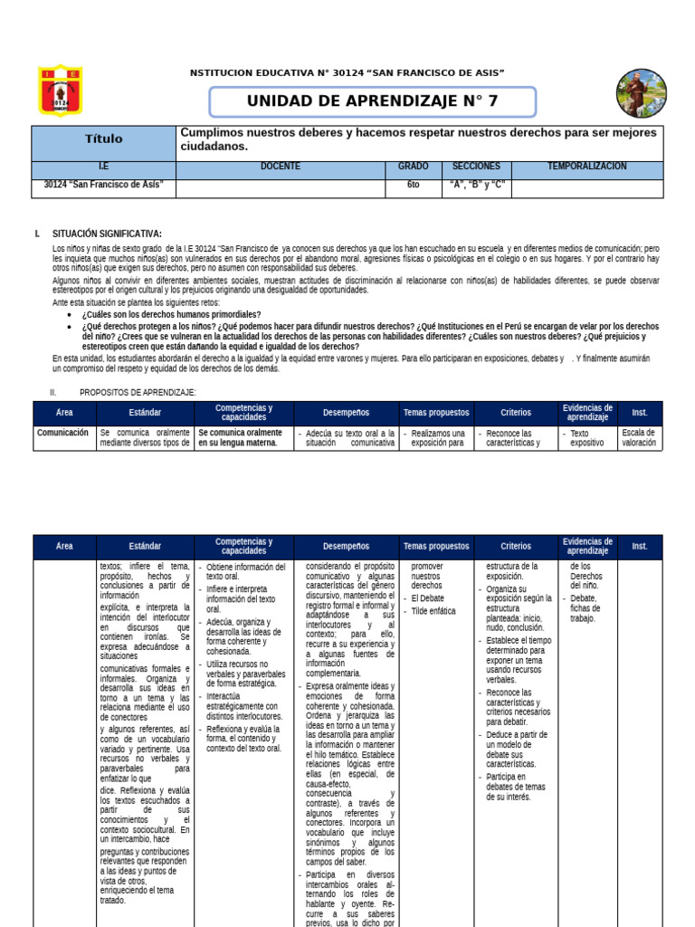 6º Unidad de Aprendizaje | PDF | Ecuaciones | Aprendizaje