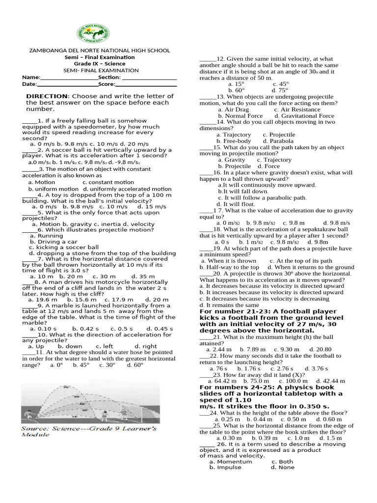 Science 9 4TH QUARTER SEMI FINAL | PDF | Momentum | Collision