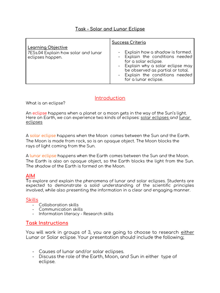 Understanding Solar and Lunar Eclipses | PDF | Eclipse | Solar Eclipse