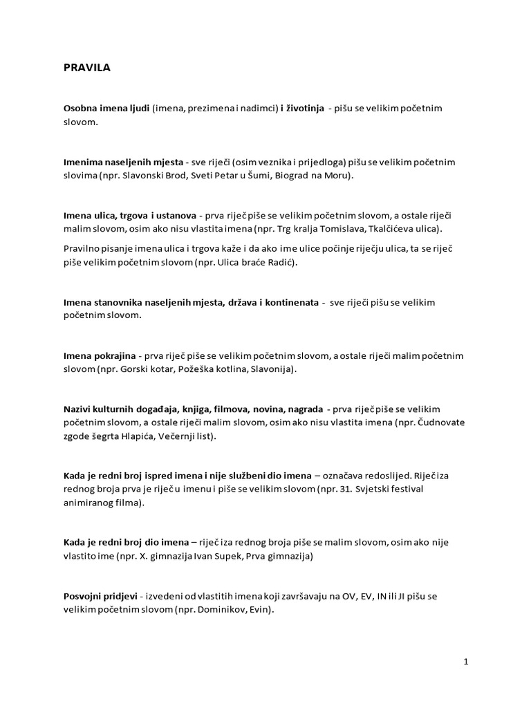 Veliko Početno Slovo - Podsjetnik | PDF