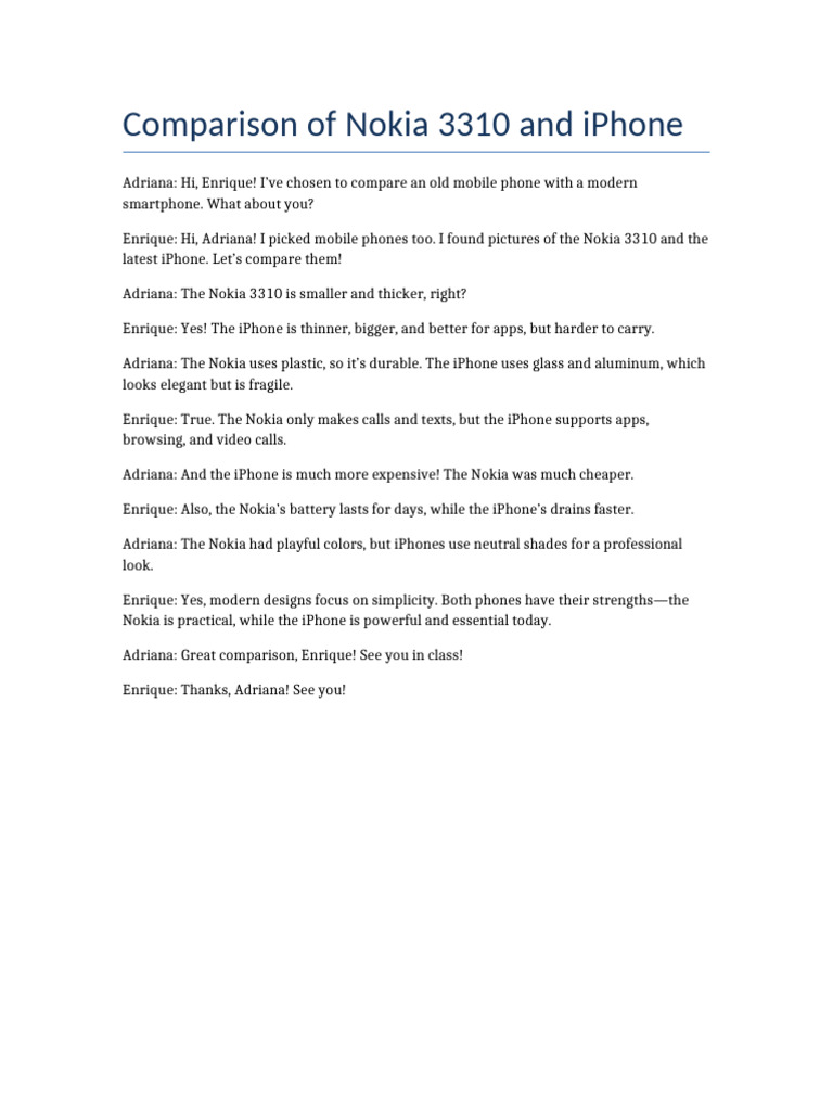 Nokia Vs Iphone Comparison | PDF