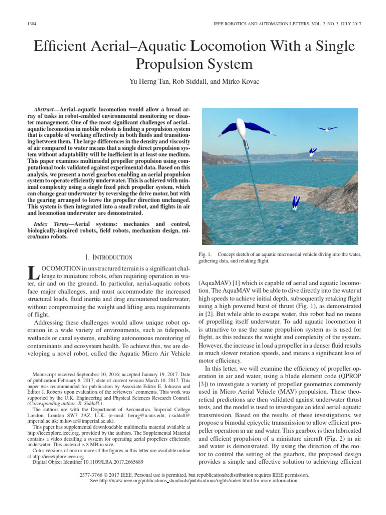 Efficient Aerial-Aquatic Robot Propulsion | PDF | Propeller | Propulsion