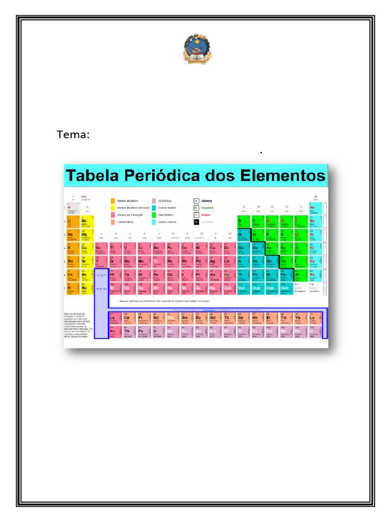 História e Estrutura da Tabela Periódica | PDF | Tabela periódica | Átomos