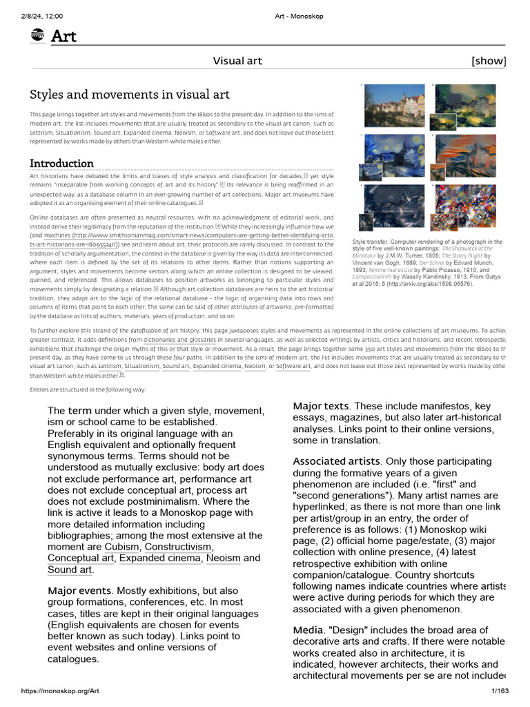 Art Styles and Movements Overview | PDF | Art Nouveau | Art Movements