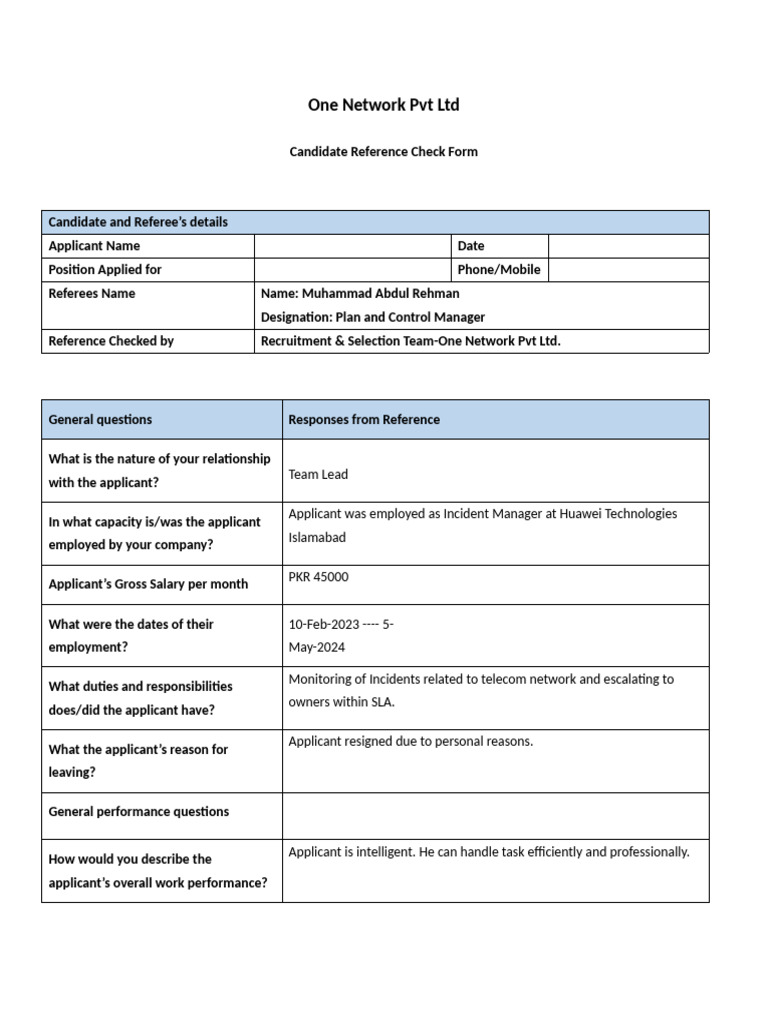 Reference Check Form-Updated | PDF | Business