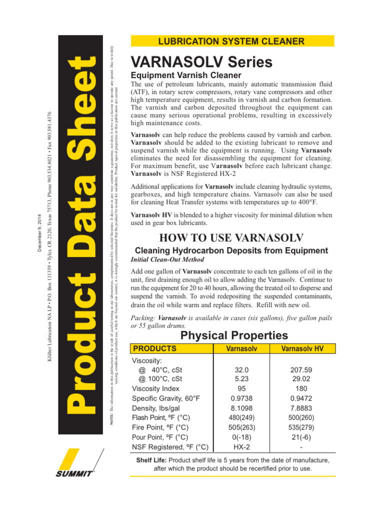 Varnasolv HV 340378 PI EN en | PDF | Lubricant | Mechanical Engineering