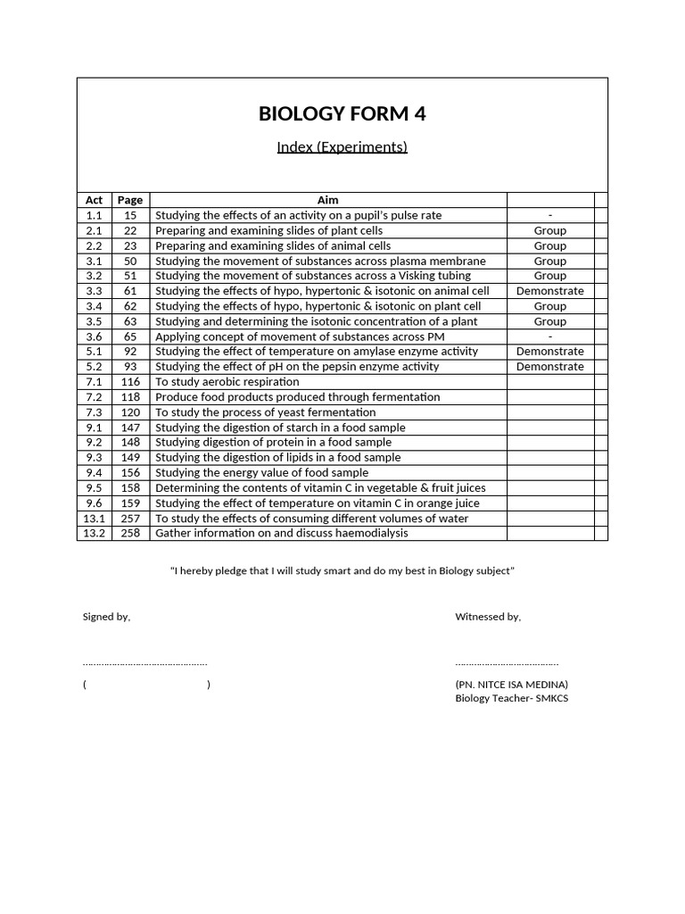 Index Biology F4-Experiments | PDF