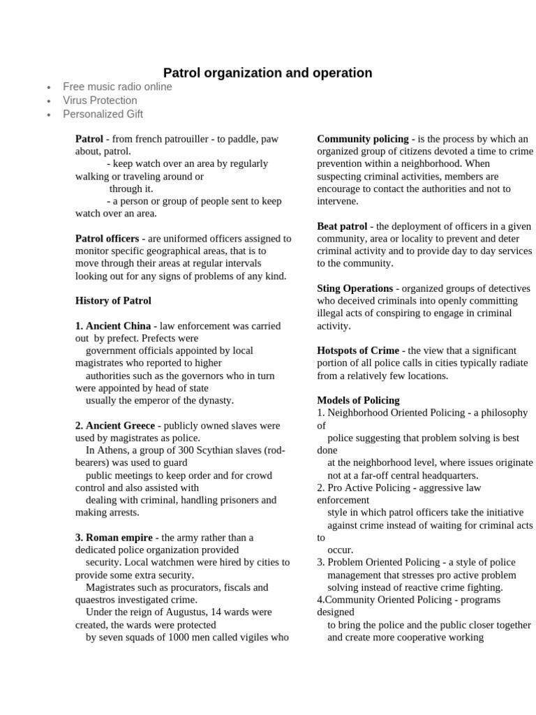 Patrol Organization and Operation | PDF | Police | Public Safety