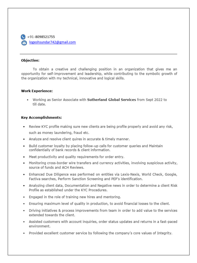 Logesh_Resume | PDF | Business