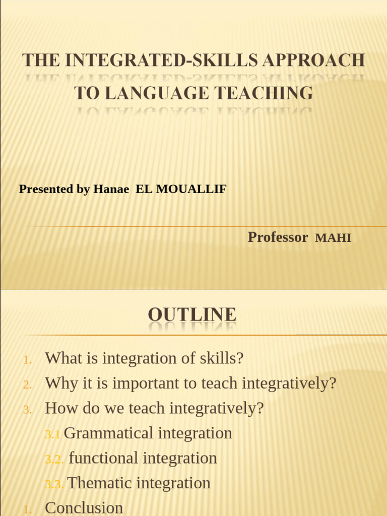 The Integrated-skills Approach to Language Teaching | PDF | English As A Second Or Foreign ...