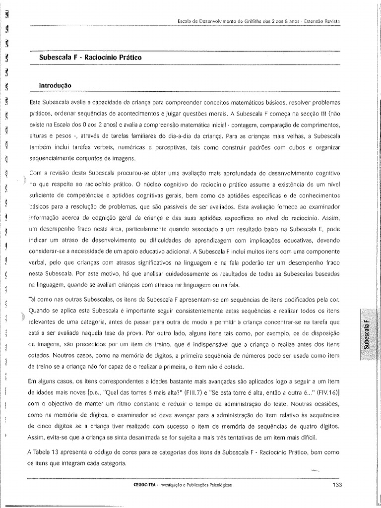 8 - Sub Escala F Raciocinio Pratico | PDF