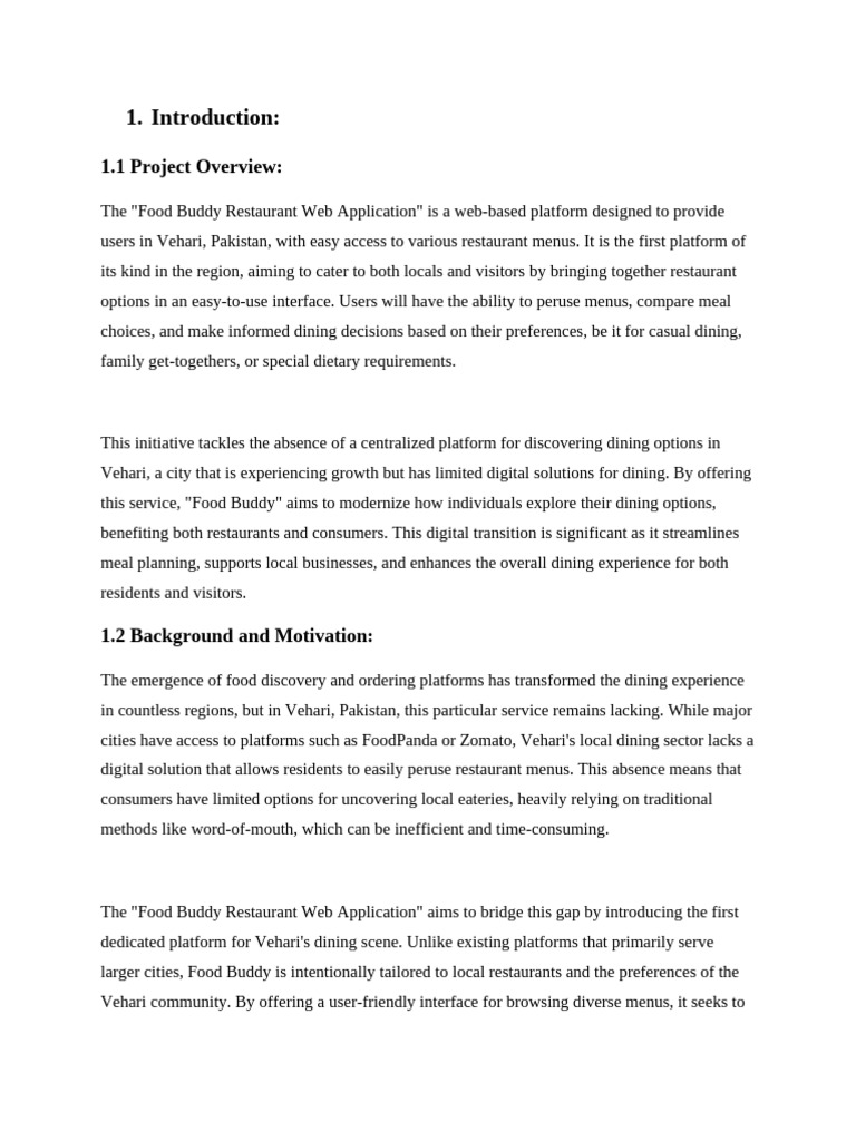 Food Buddy Restaurant Web Application (Proposal) | PDF | Menu | Restaurants