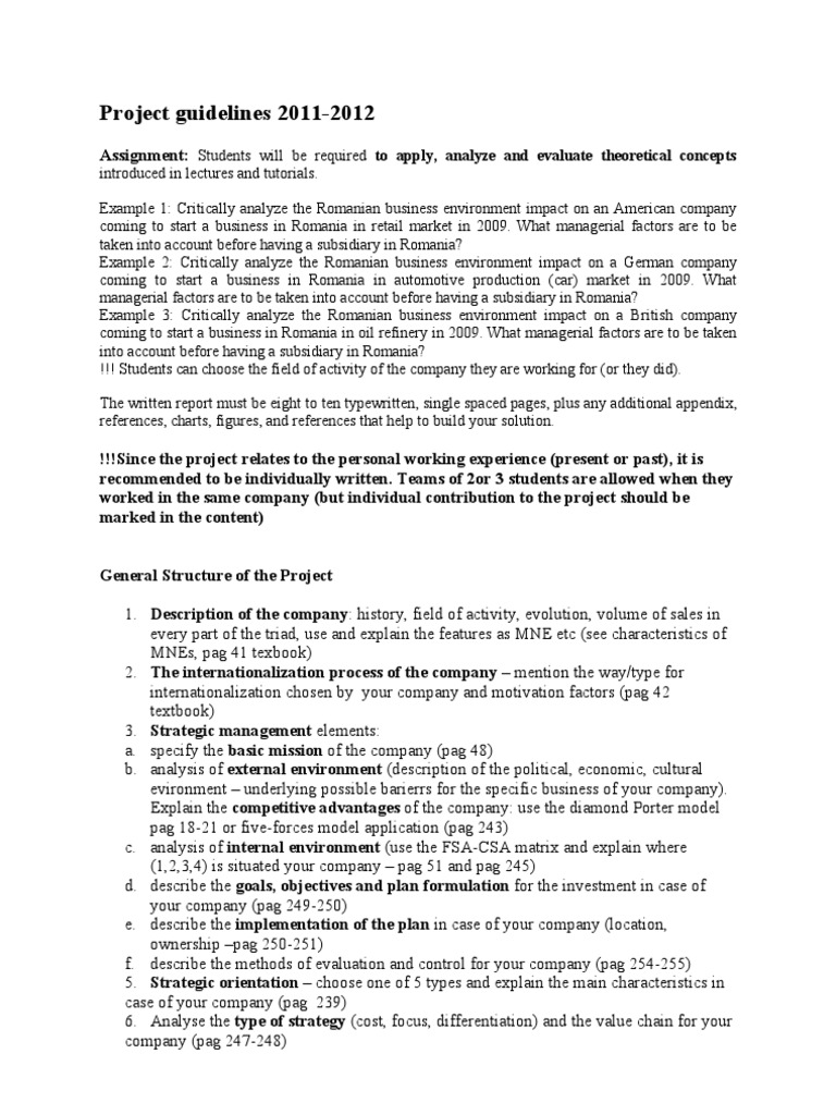 IB Structure of The Project 2011 | PDF | Strategic Management | Business