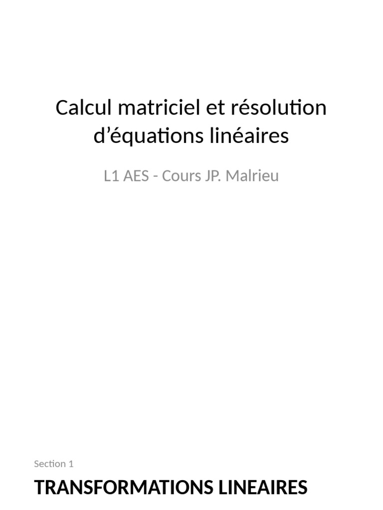 Calcul Matriciel | PDF | Matrice (Mathématiques) | Déterminant