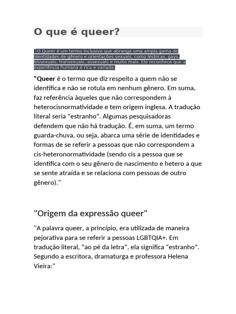 O Que É Queer | PDF | Estudos LGBTQIA+ | Teoria Queer