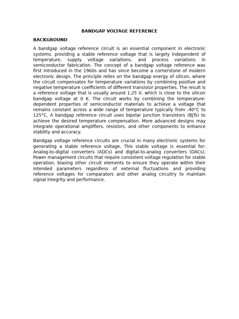 Bandgap Voltage Reference | PDF