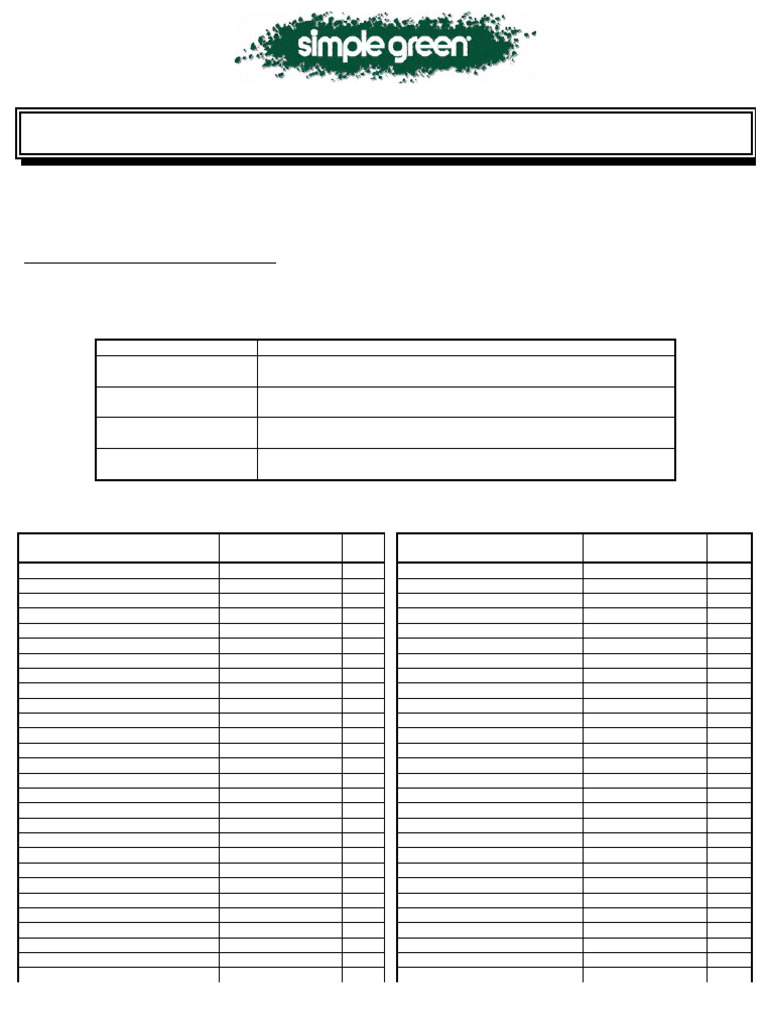 Simple Green APC Dilution Chart | PDF | Washing Machine | Kitchen