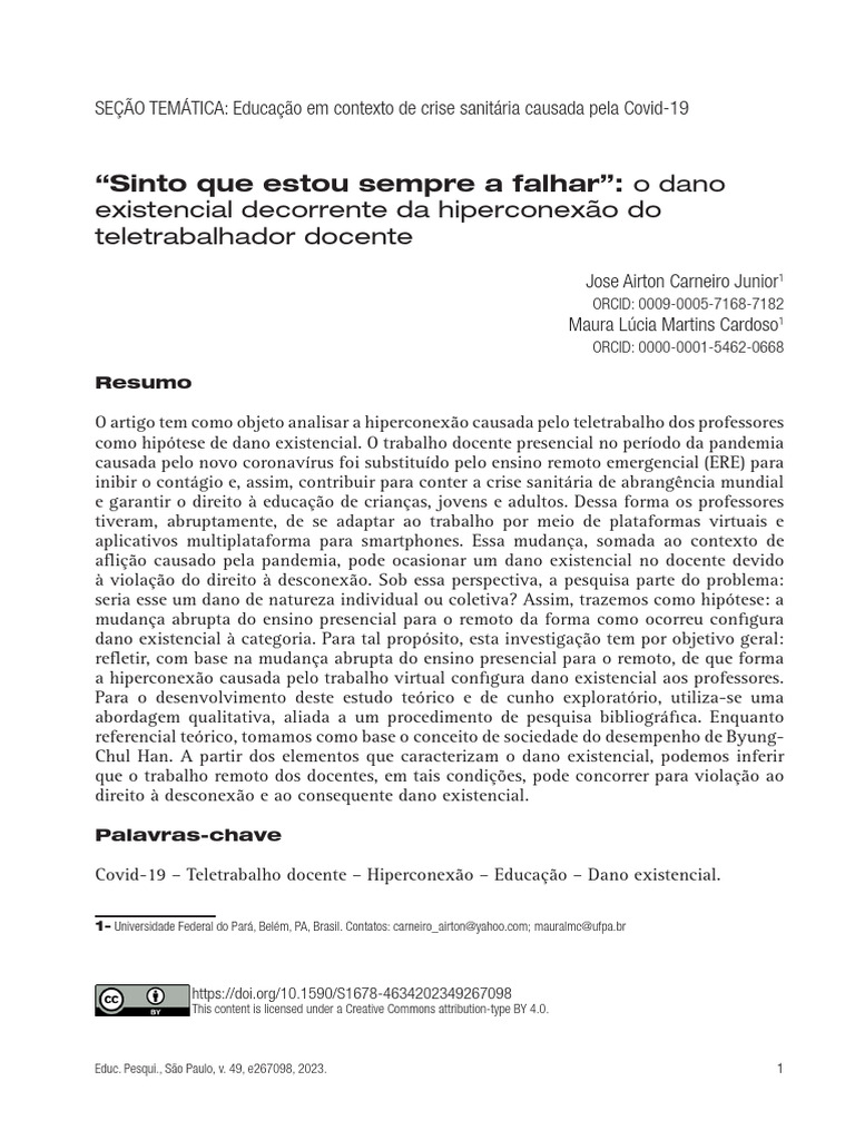 Dano Existencial Professor | PDF | Science | Tecnologia da Informação e ... Dano Existencial Professor | PDF | Science | Tecnologia da Informação e ...