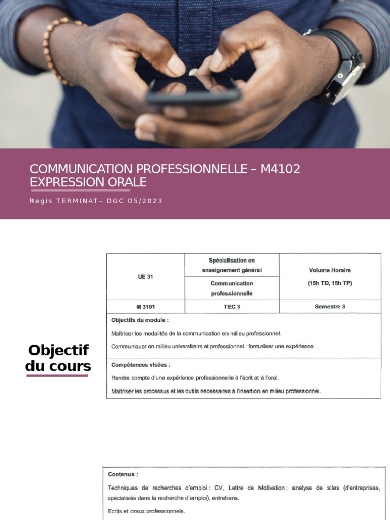 Cours de Communication Orale Gratuit | PDF | la communication ...