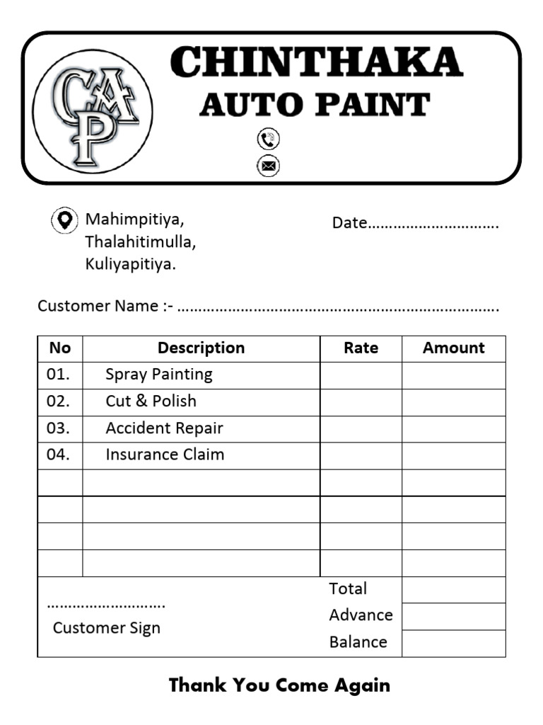 Chinthaka Auto Paint Invoice | PDF