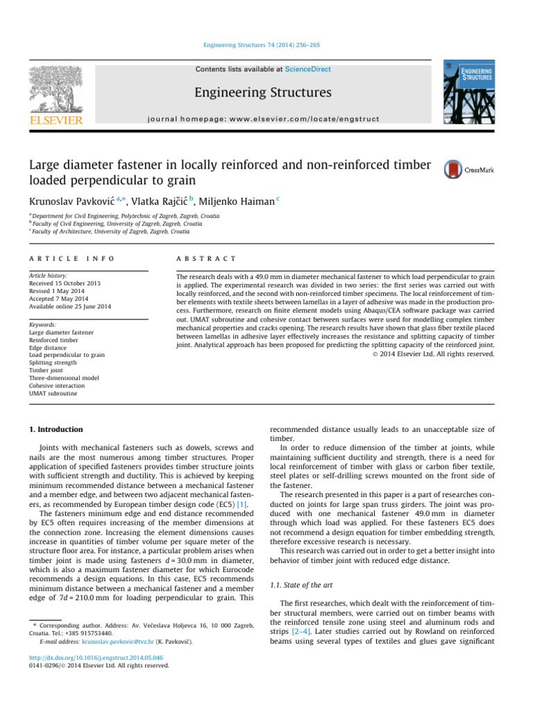 Large Diameter Fasteners in Timber | PDF | Fracture | Strength Of Materials