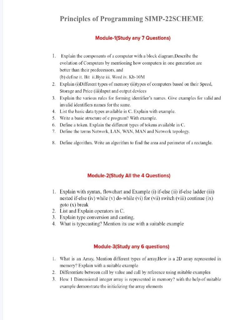 Pop Simp Questions Pdf Pointer Computer Programming C